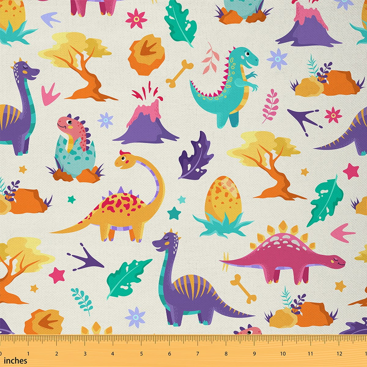 YST Cartoon Dinosaur Fabric by the Yard,Colorful Dinos Decorative ...