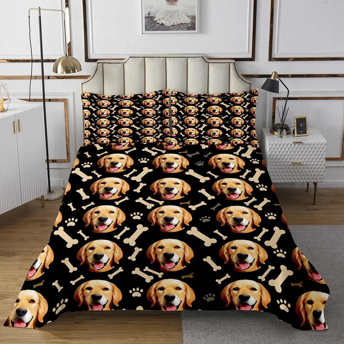 YST Cartoon Dogs Kids Coverlet Set Puppy Paw Bedspread Set Cute ...