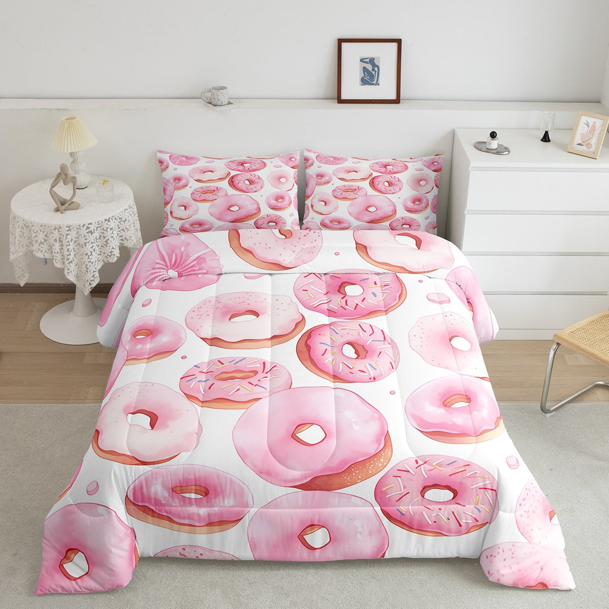 YST Cartoon Donut Bedding Sets Full Dessert Cake Down Comforter,White ...