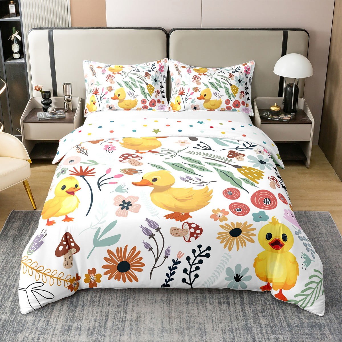 YST Cartoon Duck 100% Cotton Duvet Cover for Kids Boys Girls,Lovely ...