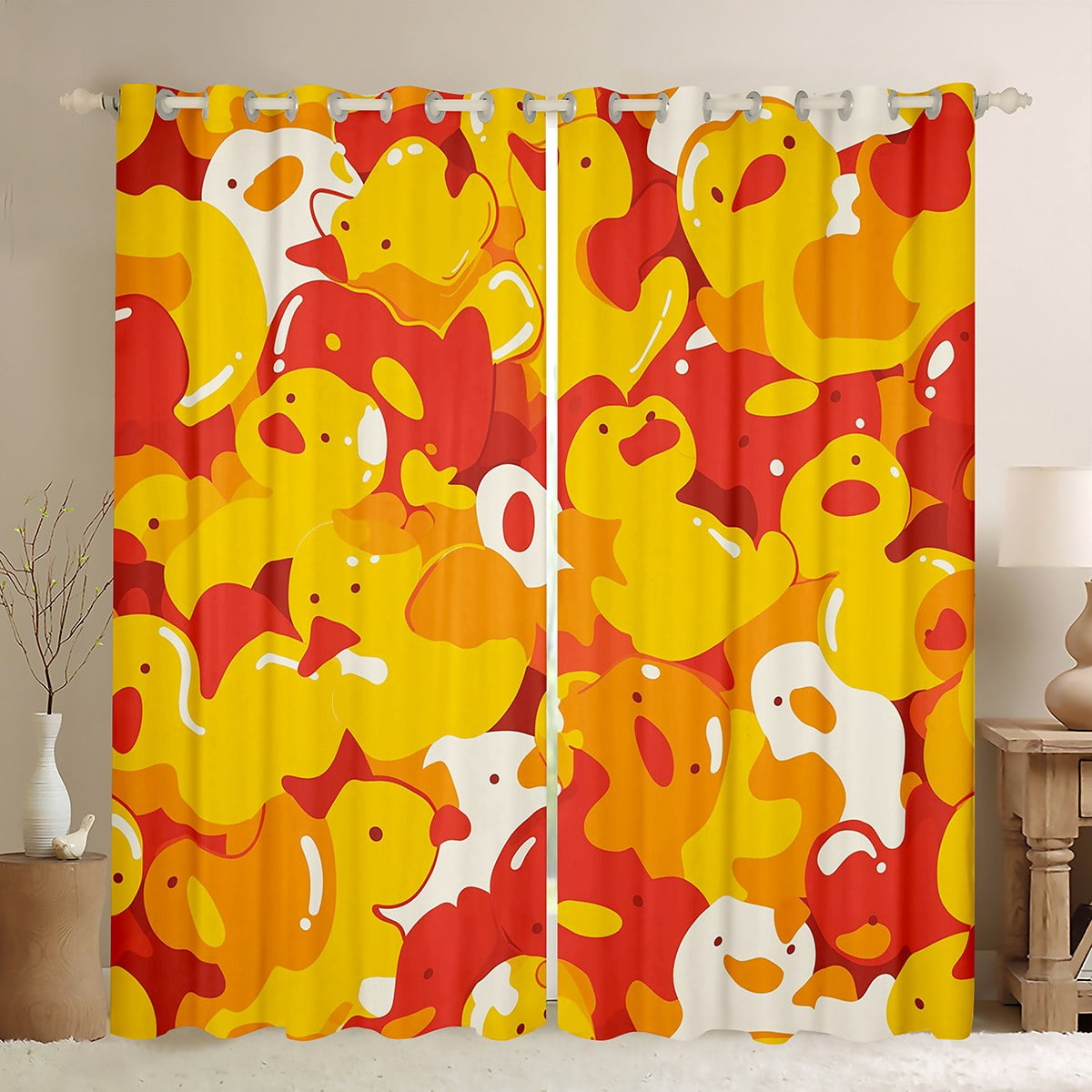 YST Cartoon Duck Curtains Kawaii Animal Print Blackout Curtains Lovely ...