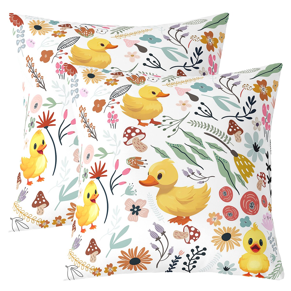 Erosebridal Cartoon Duck Throw Pillow Covers Pack of 2,Lovely Yellow ...