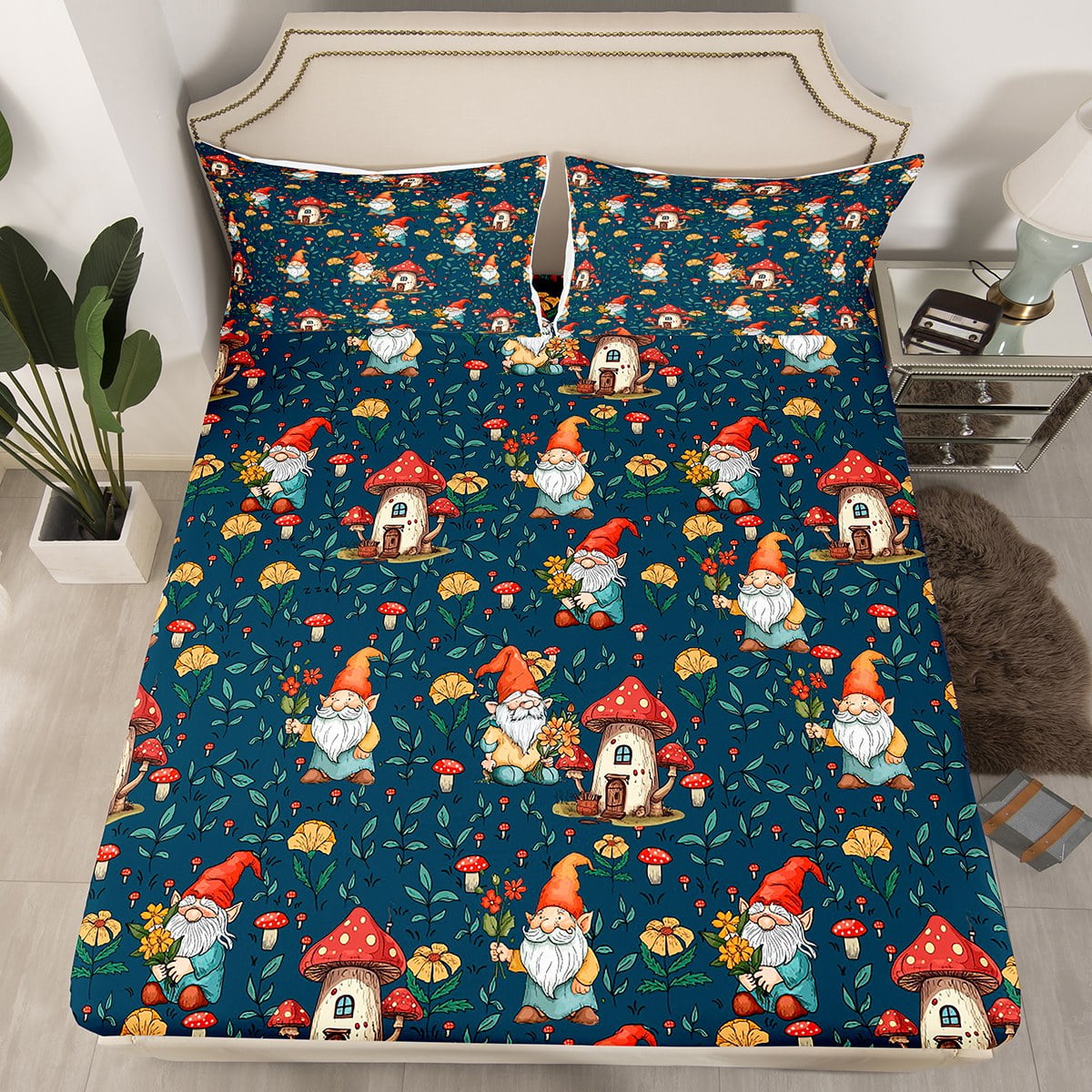 Erosebridal Cartoon Farmhouse Fitted Sheet Full,Dwarf Bed Sheets,Rustic ...