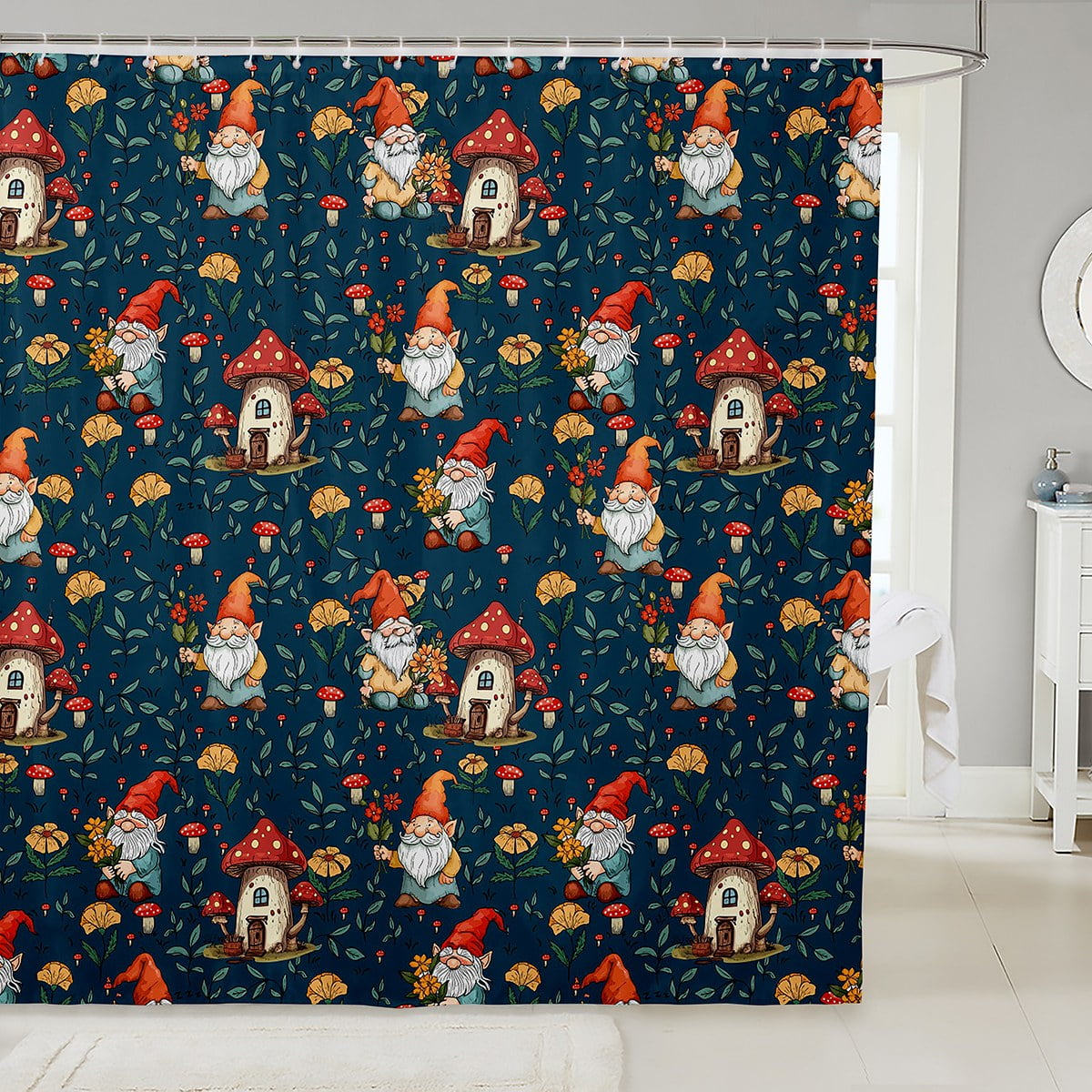 Cartoon Farmhouse Shower Curtain 84x72, Dwarf Bathroom Shower Curtain ...