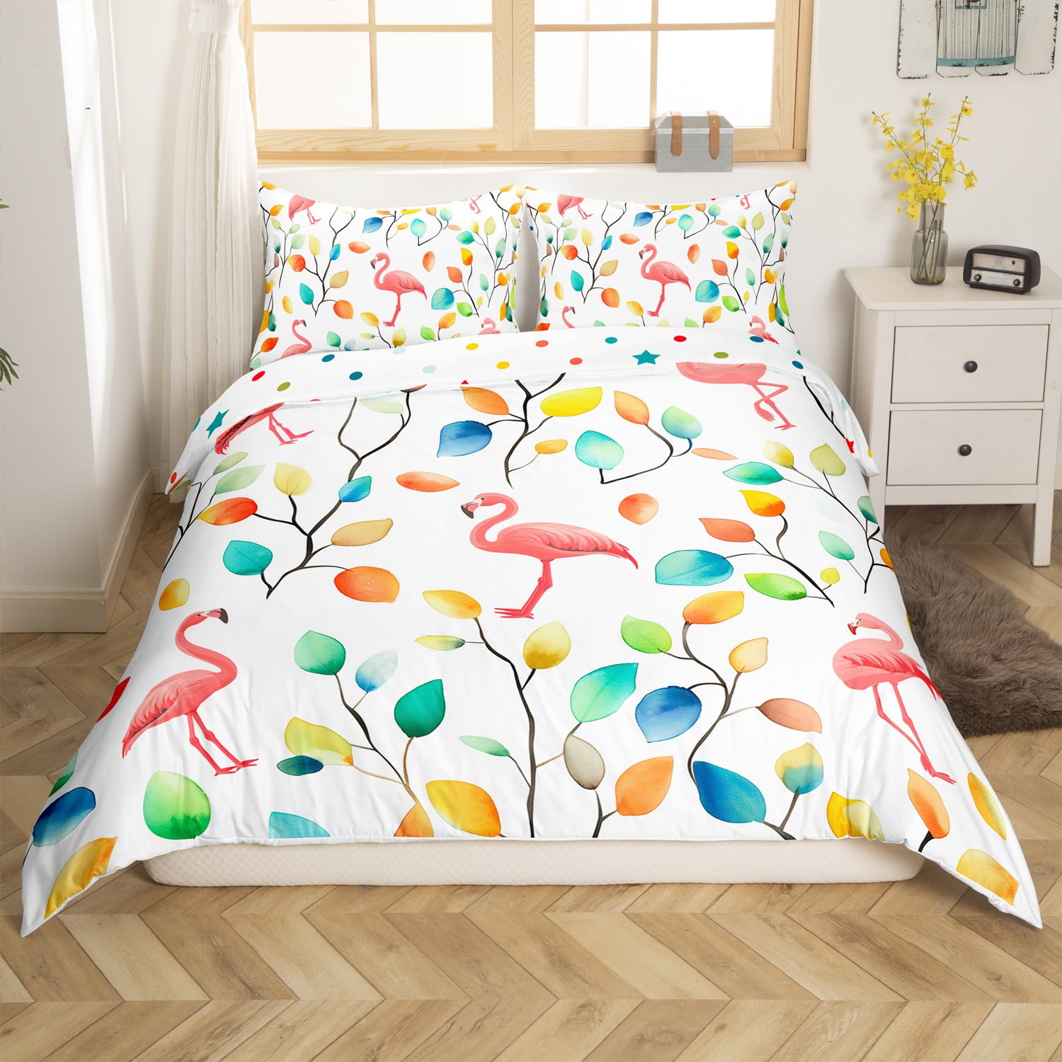YST Cartoon Flamingo Duvet Cover Toddler Size for Boys Girls Watercolor ...
