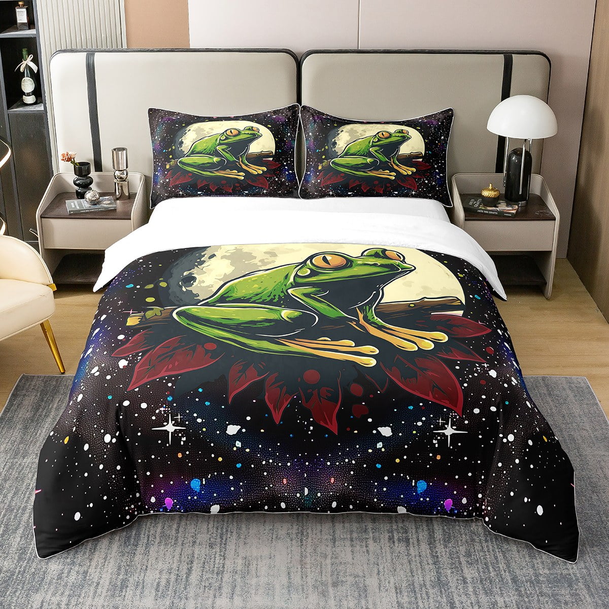 Erosebridal Cartoon Frog Print 100% Organic Cotton Duvet Cover,Galaxy ...