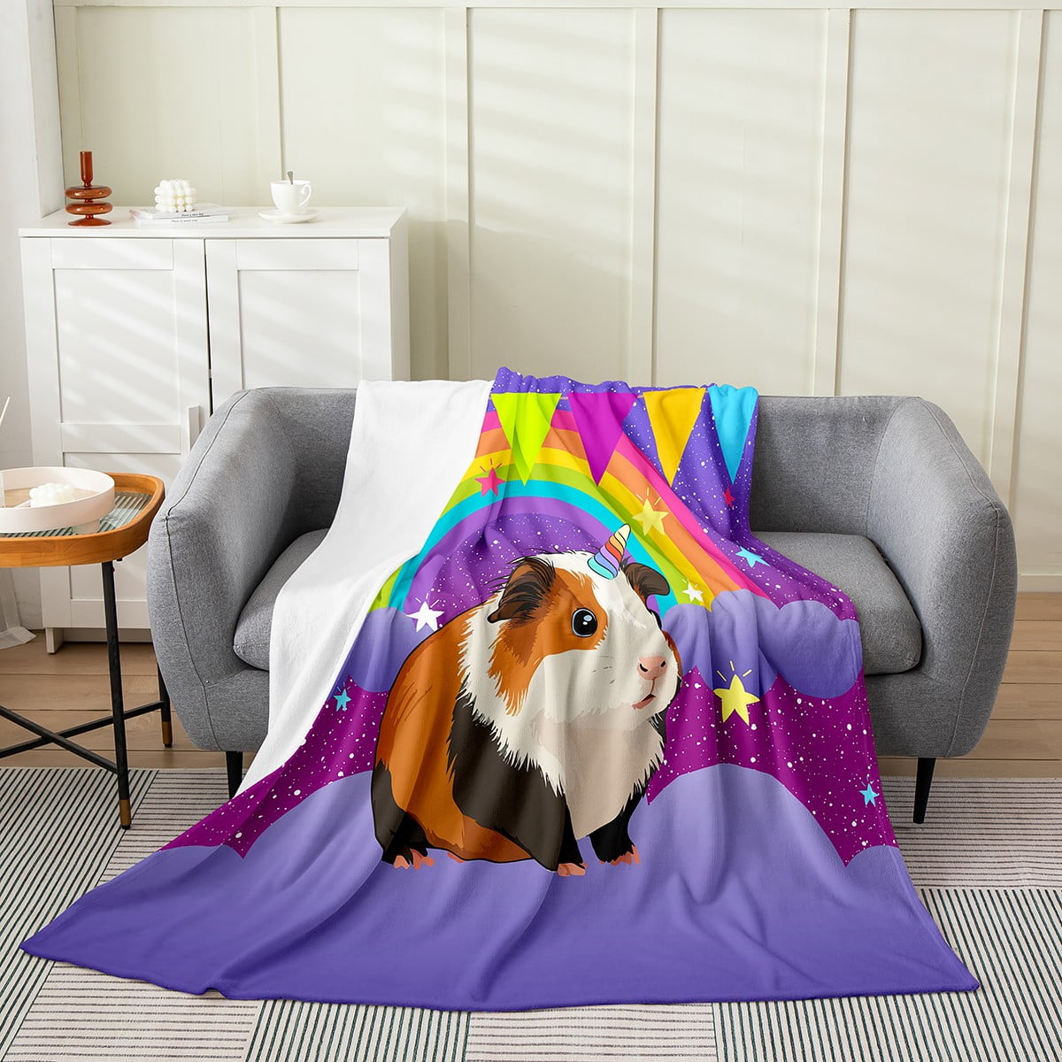 Cartoon Guinea Pig Printed Fleece Blanket Cartoon Kawaii Galaxy Stars Fantasy Bed Blanket ...