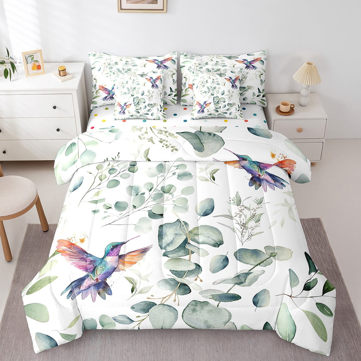 YST Cartoon Hummingbird Bedding Comforter Sets 7pcs Wildlife Bird Bed ...