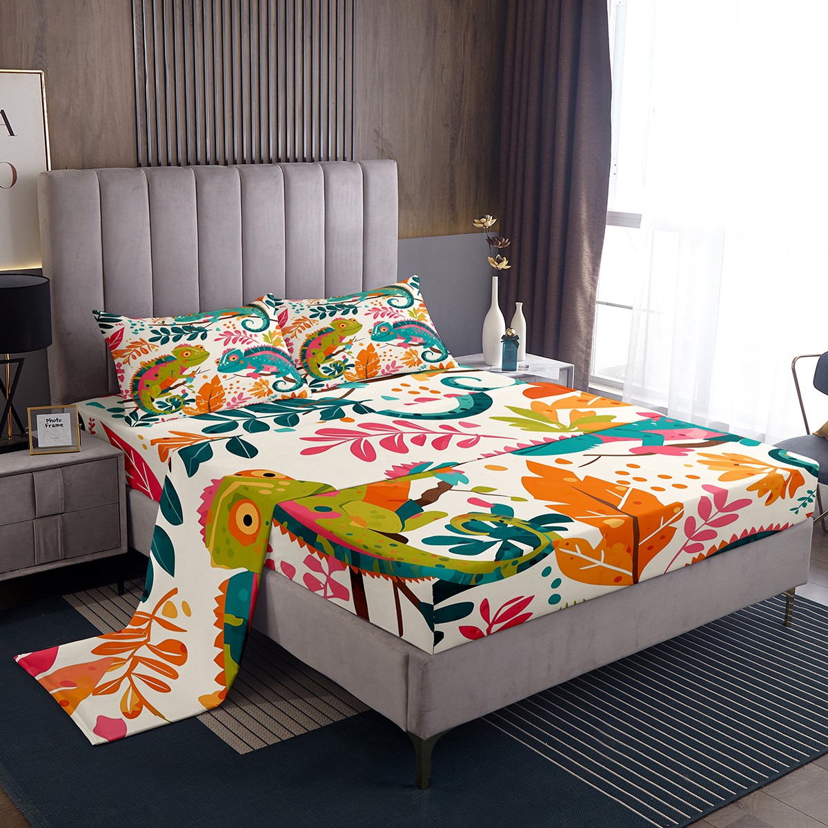 YST Cartoon Lizard Full Bed Sheets Set for Kids Child,Funny Lizard ...