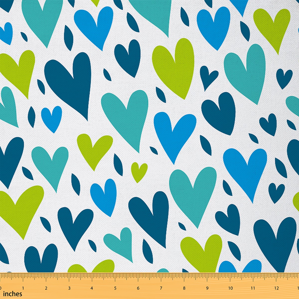 YST Cartoon Love Heart Fabric by The Yard Blue and Green Upholstery ...