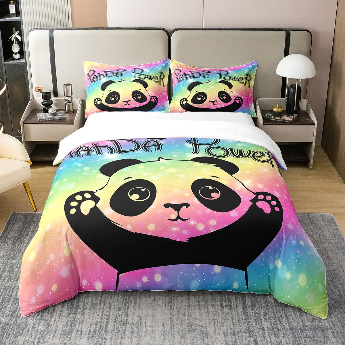 YST Cartoon Panda 100% Organic Cotton Duvet Cover for Kids,Watercolor ...
