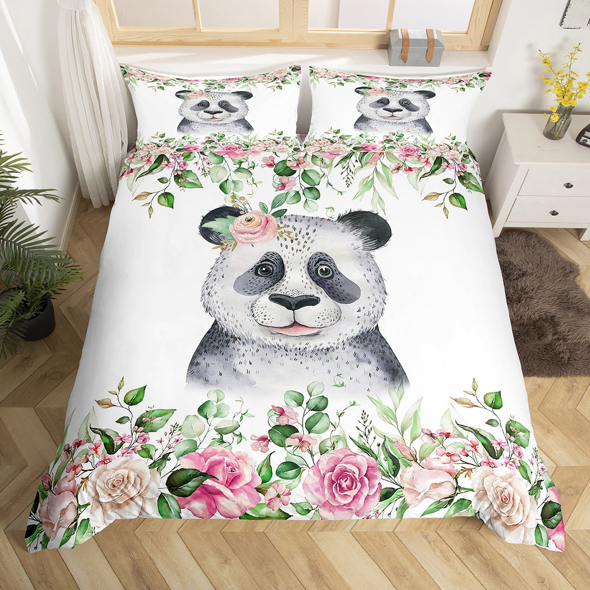 YST Cartoon Panda Bedding Sets Twin Safari Animal Comforter Cover Cute ...