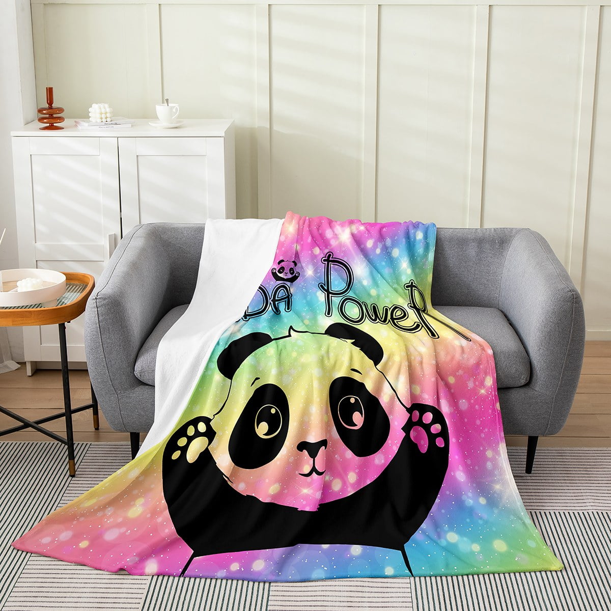 YST Cartoon Panda Blanket for Kids,Watercolor Neon Rainbow Throw ...