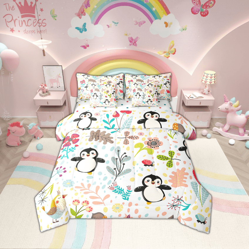 Cartoon Penguin Comforter Set With Sheets Full Cute Penguin Bed In A ...