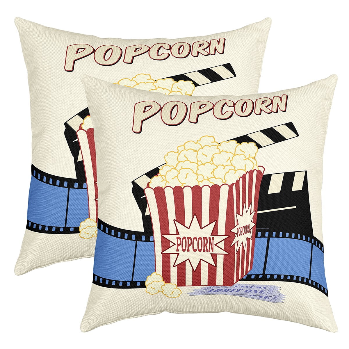 Cartoon Popcorn Cushion Covers ,Vintage Cinema Throw Pillow Covers ...