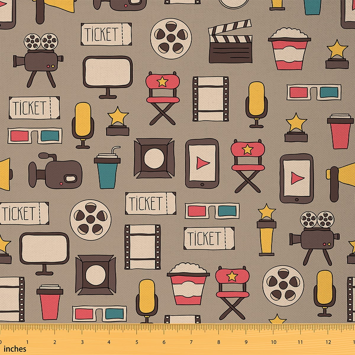 Erosebridal Cartoon Projector Fabric by The Yard,Vintage Cinema Ticket ...