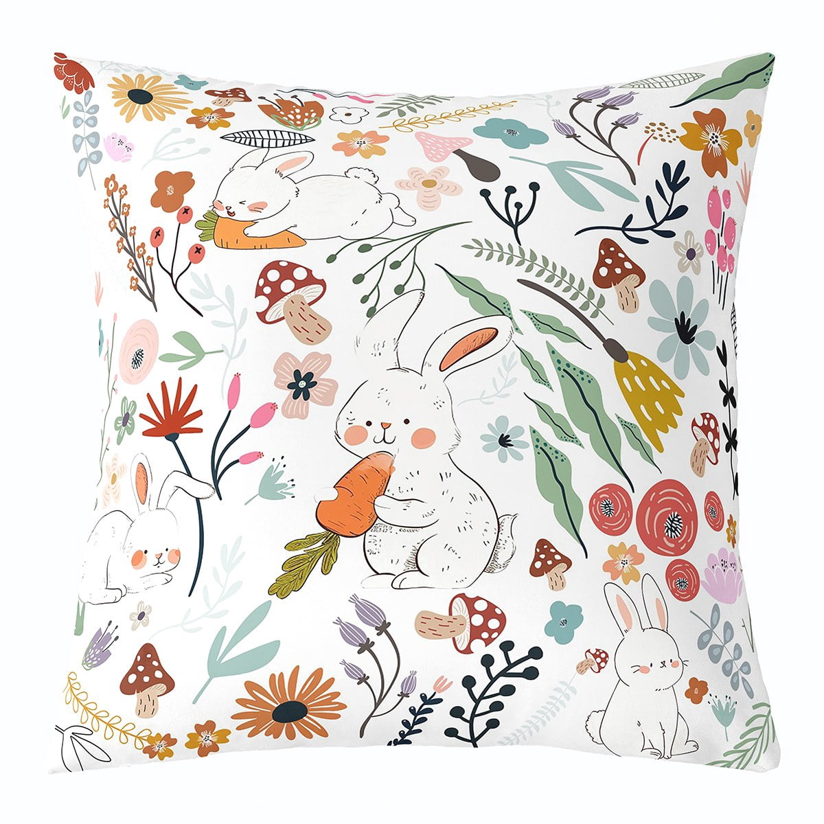 Cartoon Rabbit Throw Pillow Cover ,Cute Animal Pillow Cover 18x18 Inch ...