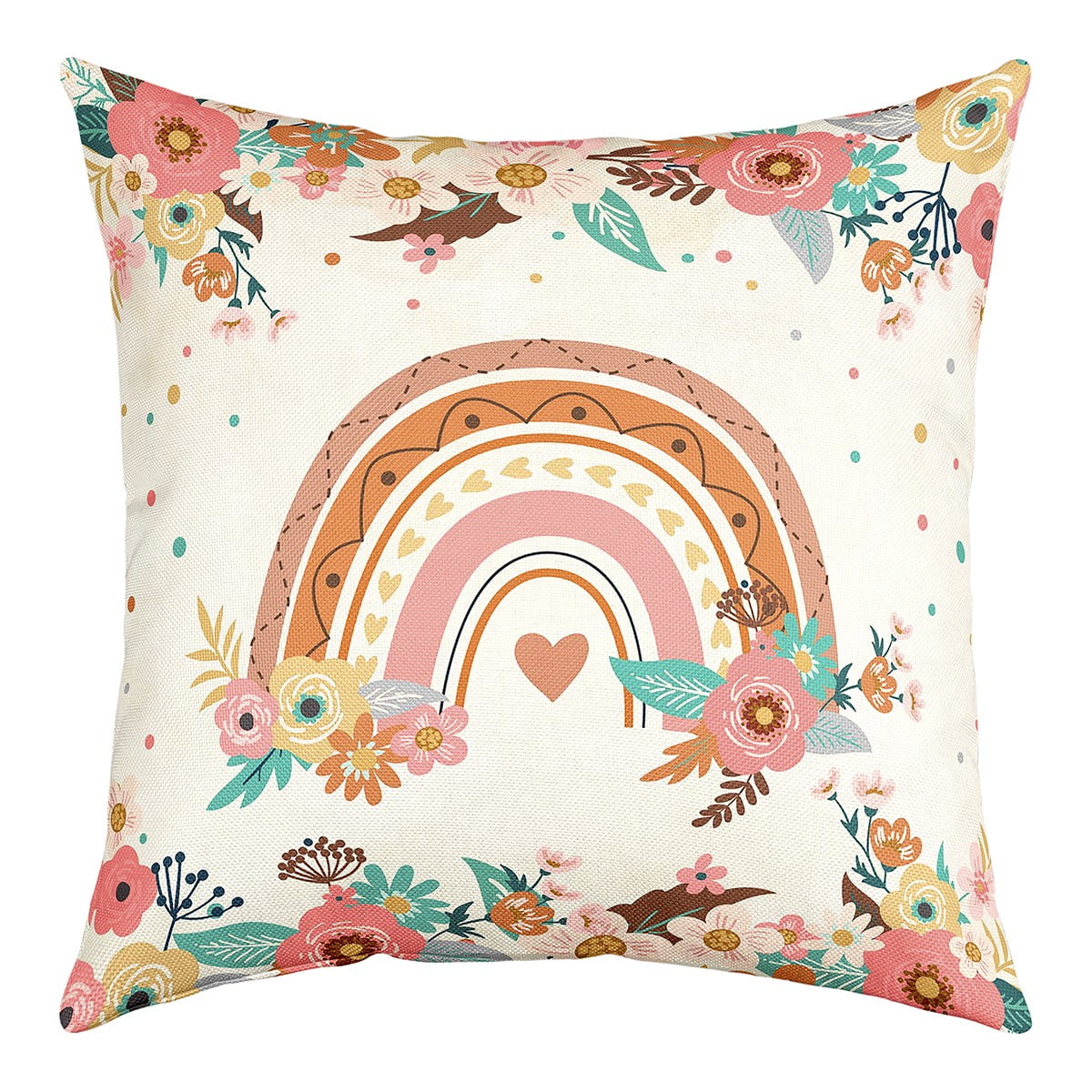 Cartoon Rainbow Throw Pillow Cover,Colorful Floral Butterfly Pillow ...