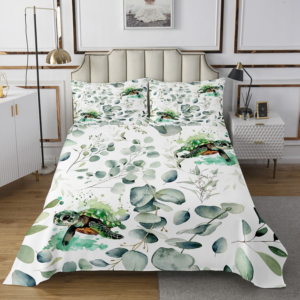 YST Cartoon Sea Turtle King Bedspread Set Toddler Ocean Wildlife Quilt ...