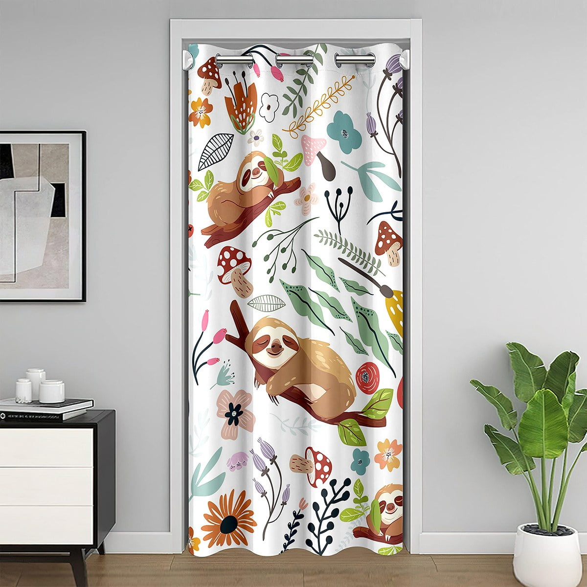 Cartoon Sloth Door Curtain For Doorway Privacy ,Woodland Animal ...