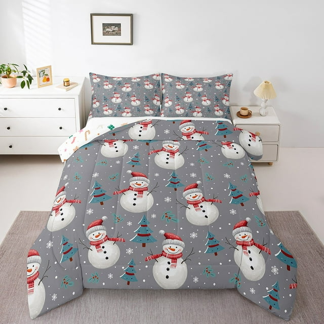 YST Cartoon Snowman Comforter Set King,Christmas Bedding Set for Kids ...