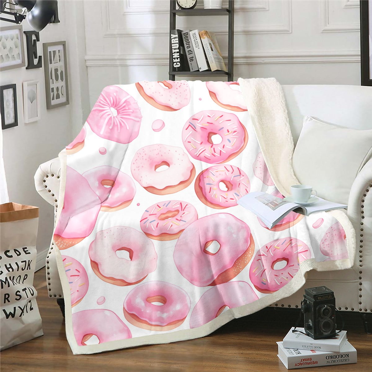 Erosebridal Cartoon Throw Blanket Dessert Cake Fleece Blanket Queen ...