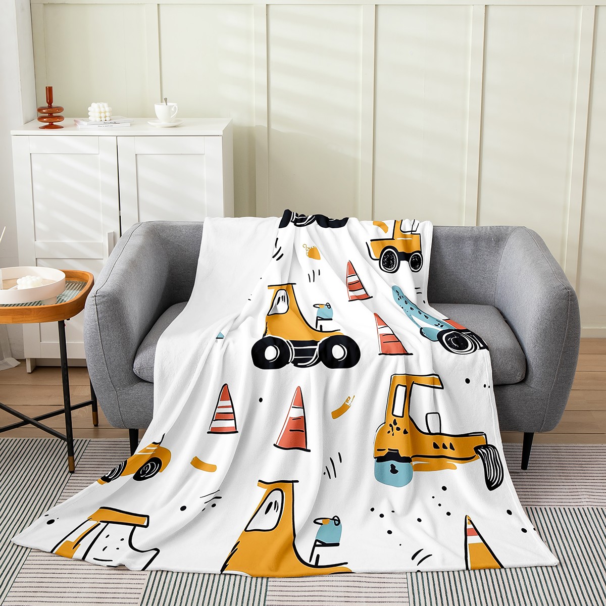 YST Cartoon Tractor Blanket Twin 60x80, Kawaii Car Theme Throw Blanket ...