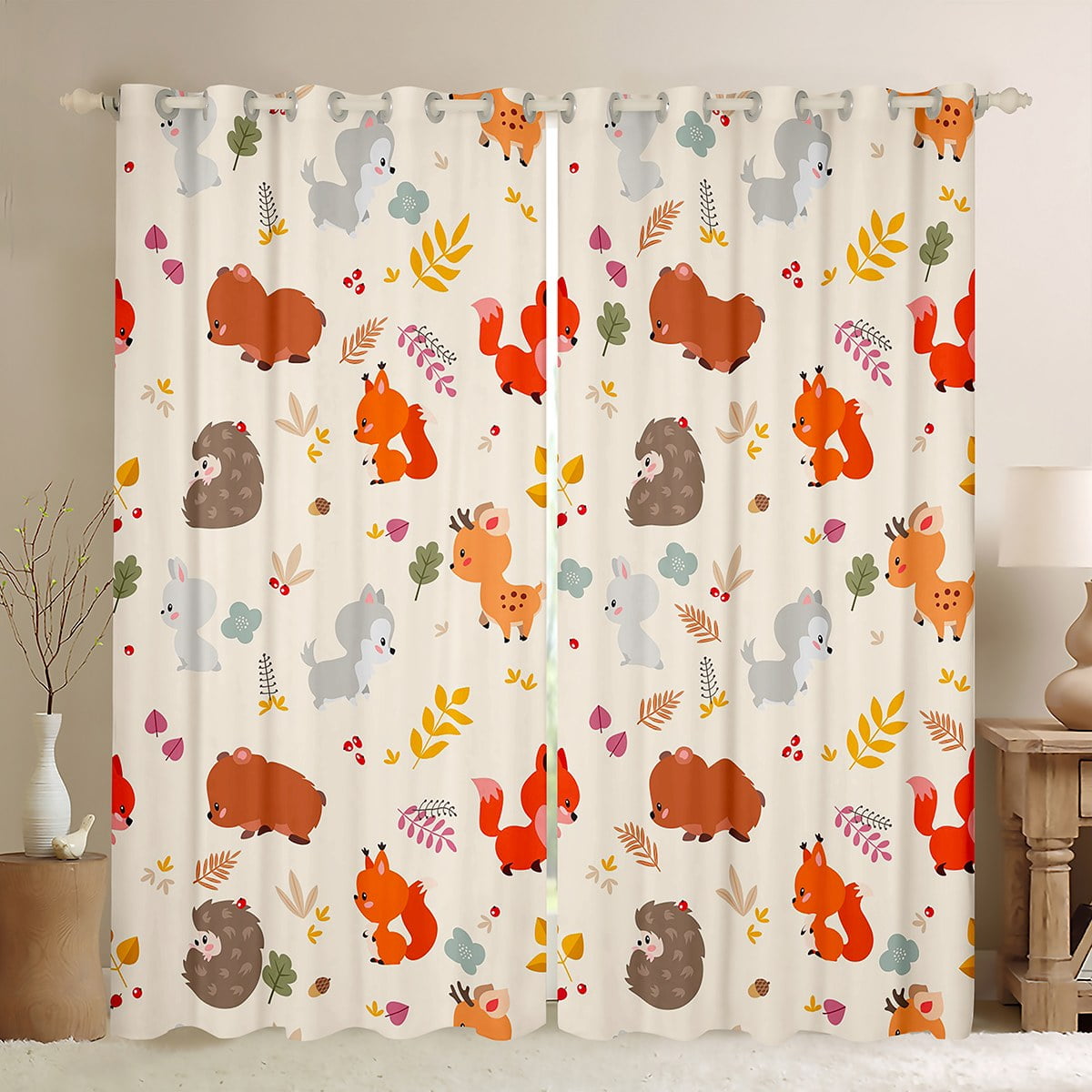 Erosebridal Cartoon Woodland Animal Curtains & Drapes 38"Wx45"L,Cute ...