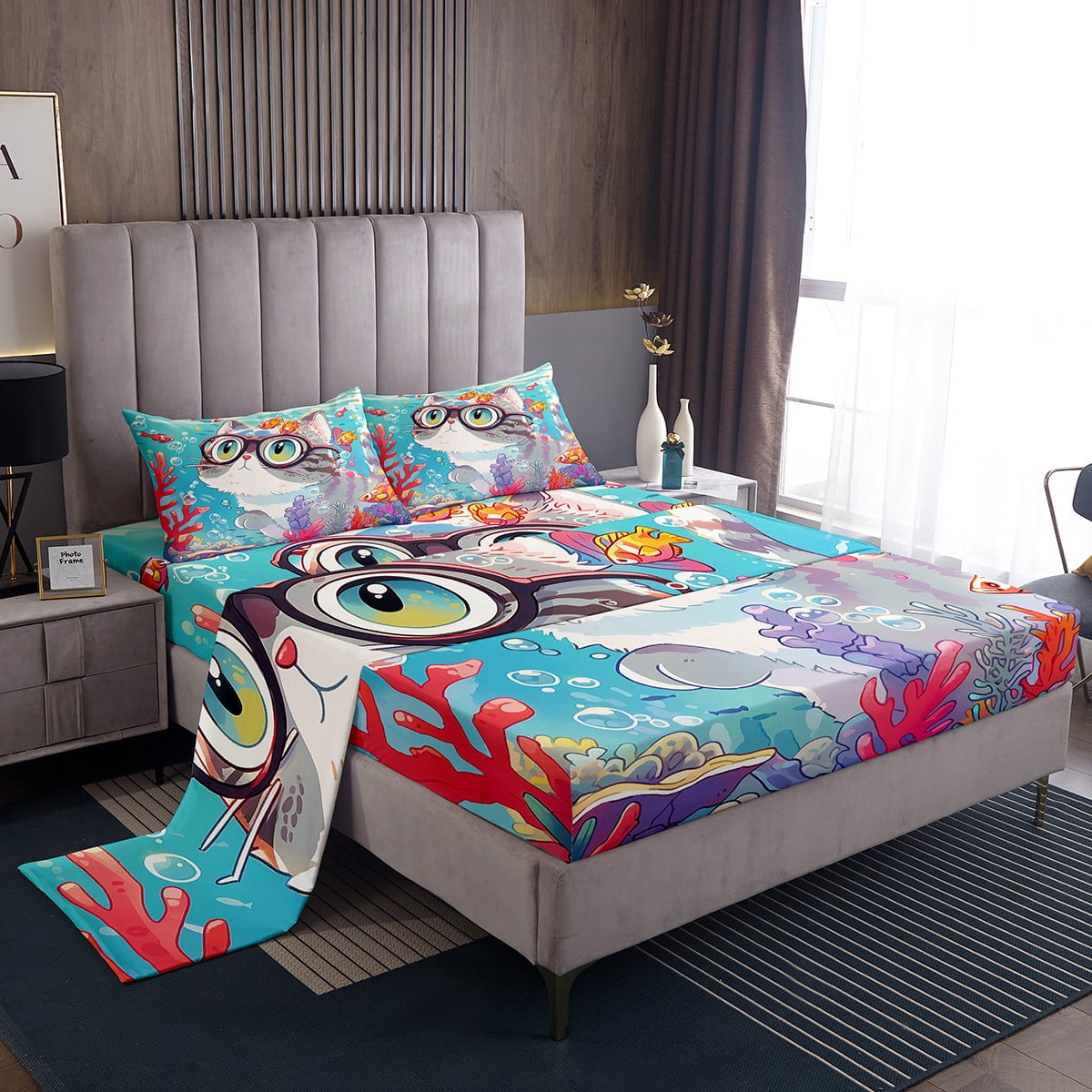 YST Cat Full Sheet Set For Kids, Underwater World Sheets Funny Animal ...