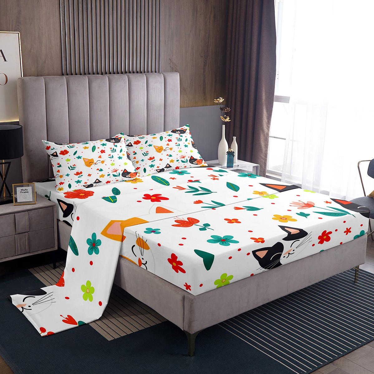 YST Cat Sheet Set Cartoon Cats Sheets Twin for Kids Teen Girls Cute ...