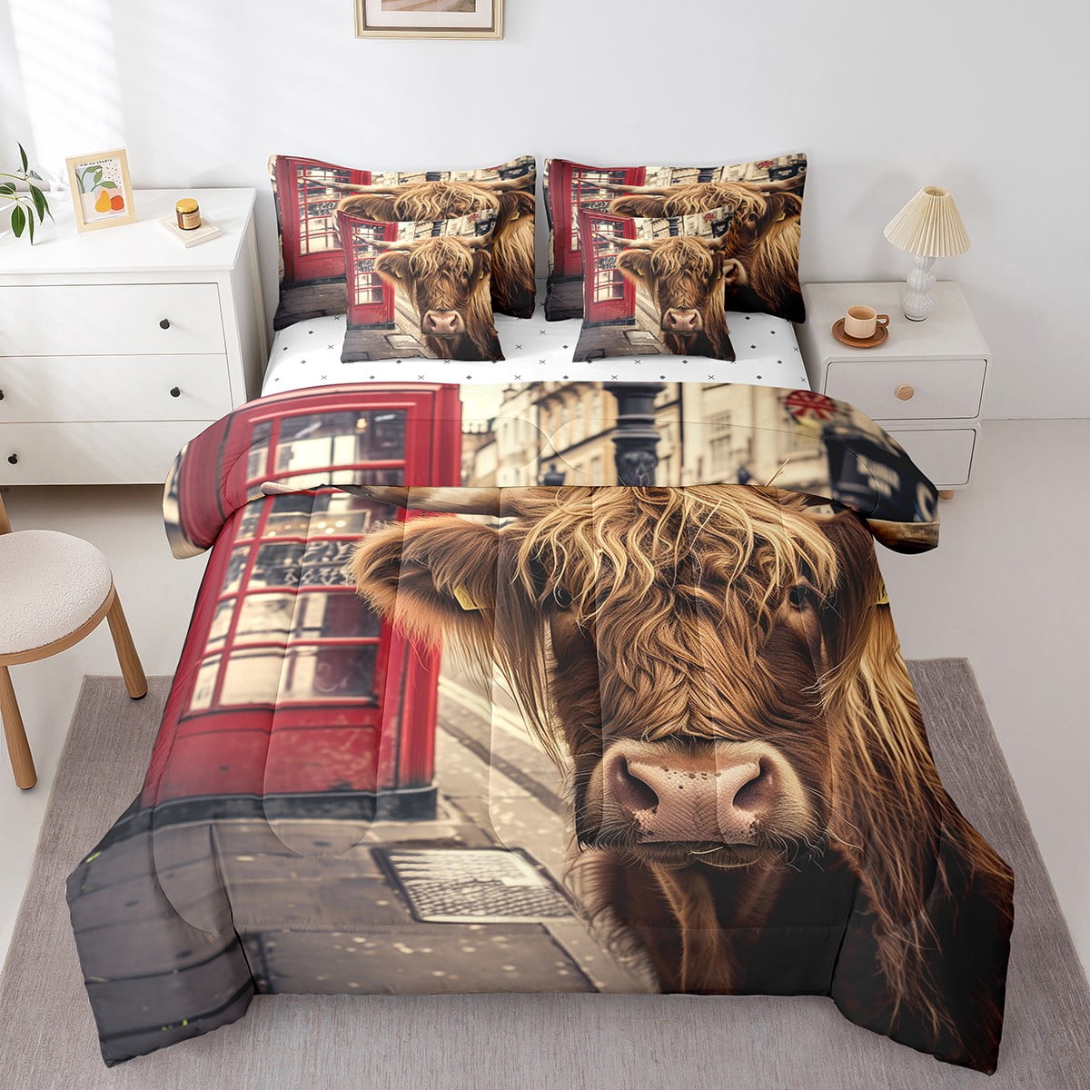 Cattle Bull Bed in a Bag 7-Piece Farmhouse Animal wildlife Twin Size ...