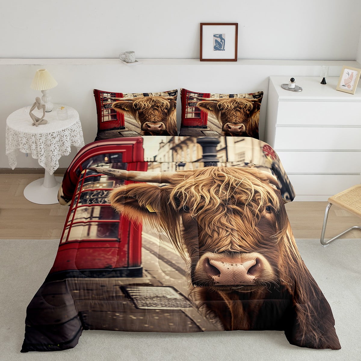 Cattle Bull Bedding Sets Queen Farmhouse Animal wildlife Comforter Set ...