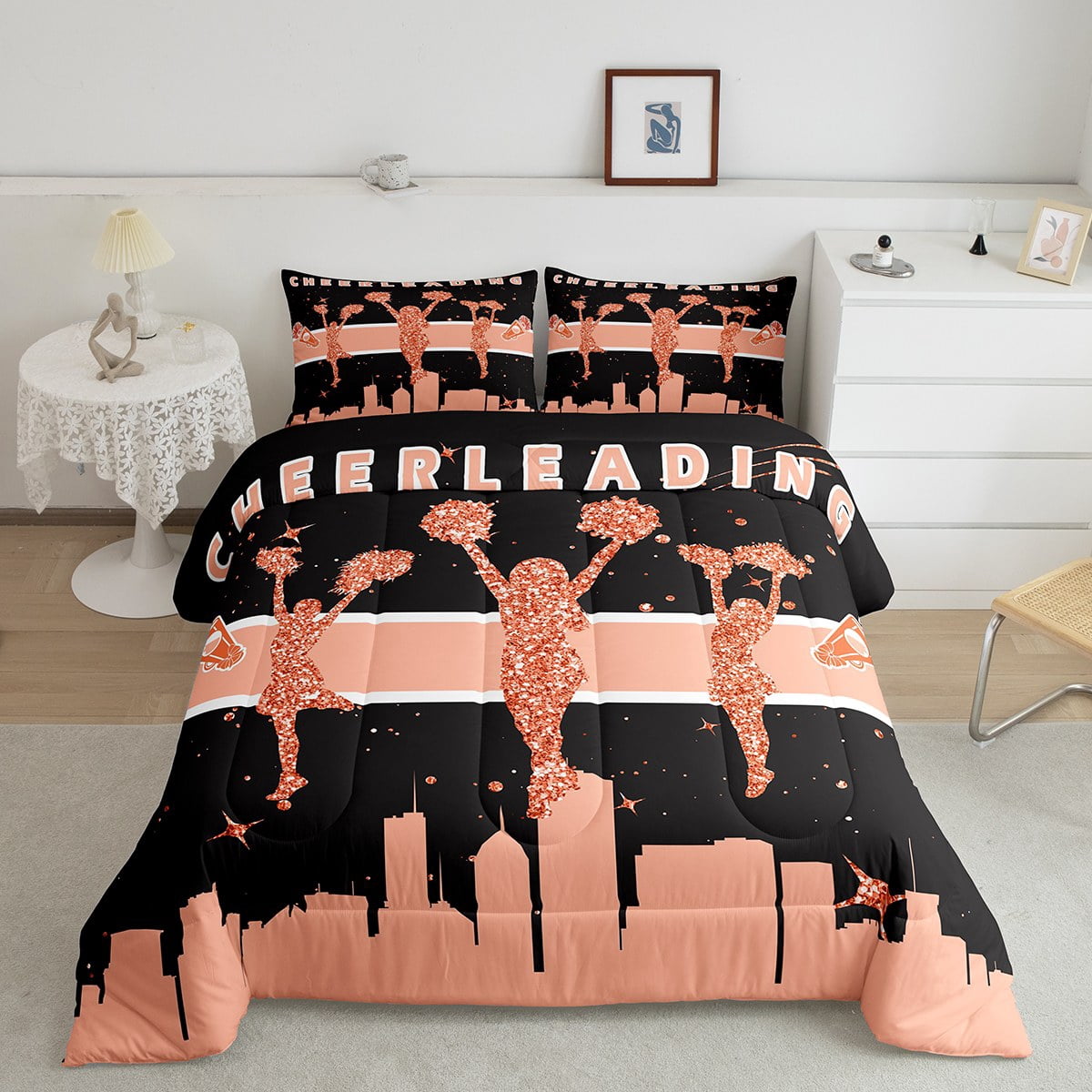 YST Cheerleader Comforter Set Twin Cheerleading Bedding Sets for Girls ...