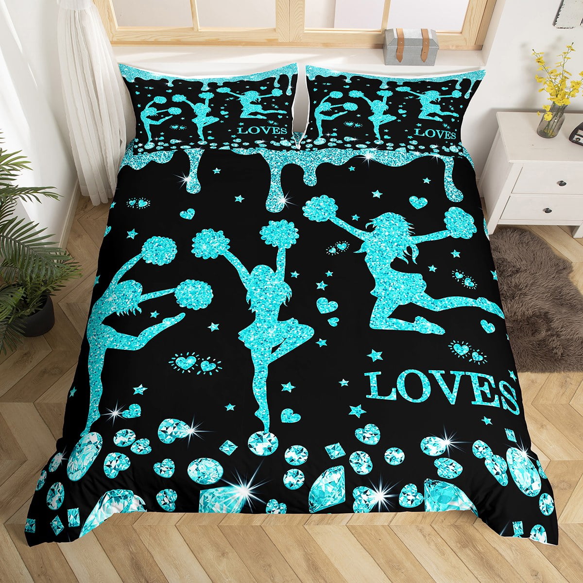 Erosebridal Cheerleader Bedding Sets Queen Blue Cheerleading Comforter ...