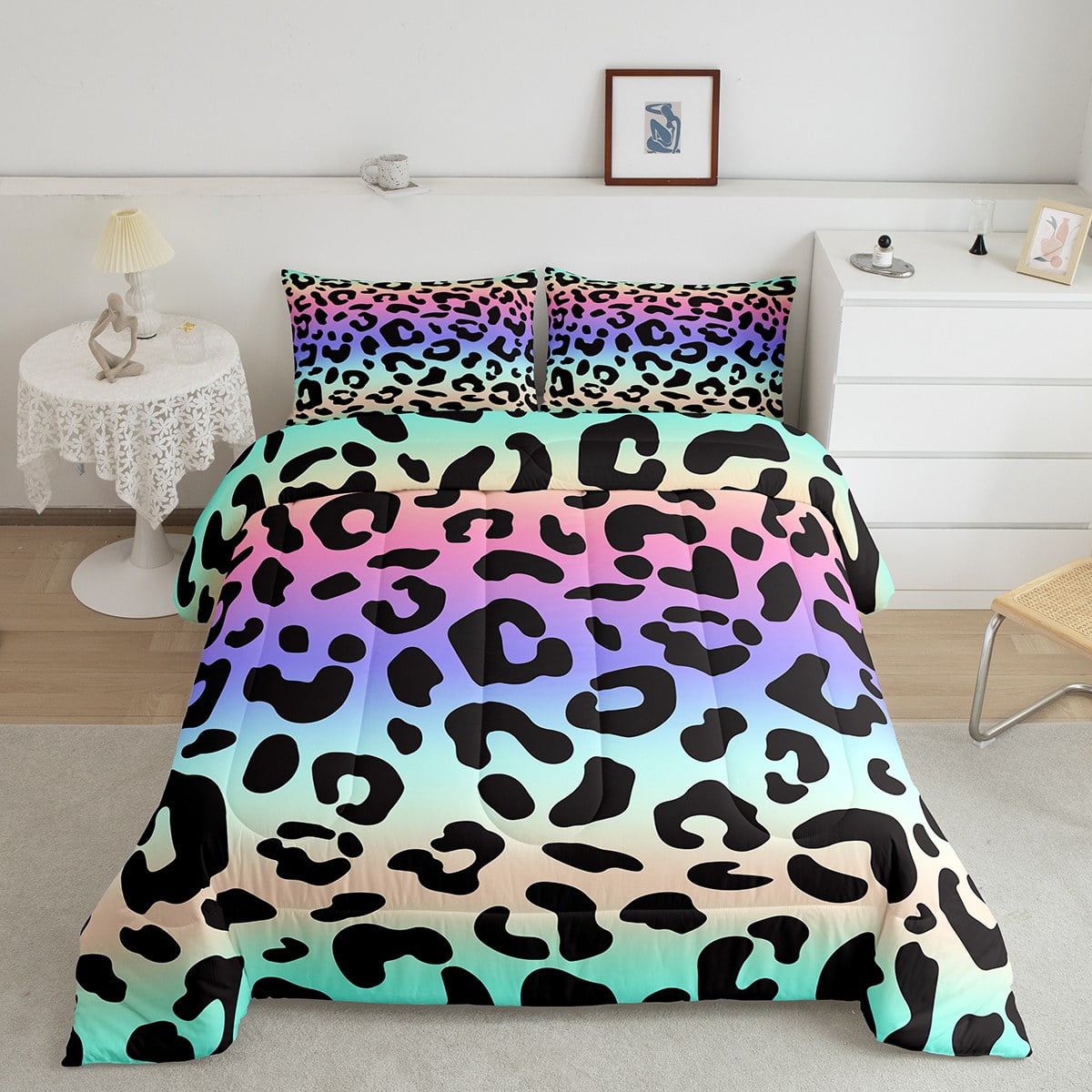YST Cheetah Girls Bedding Full,Leopard Print Comforter Set for Girls ...
