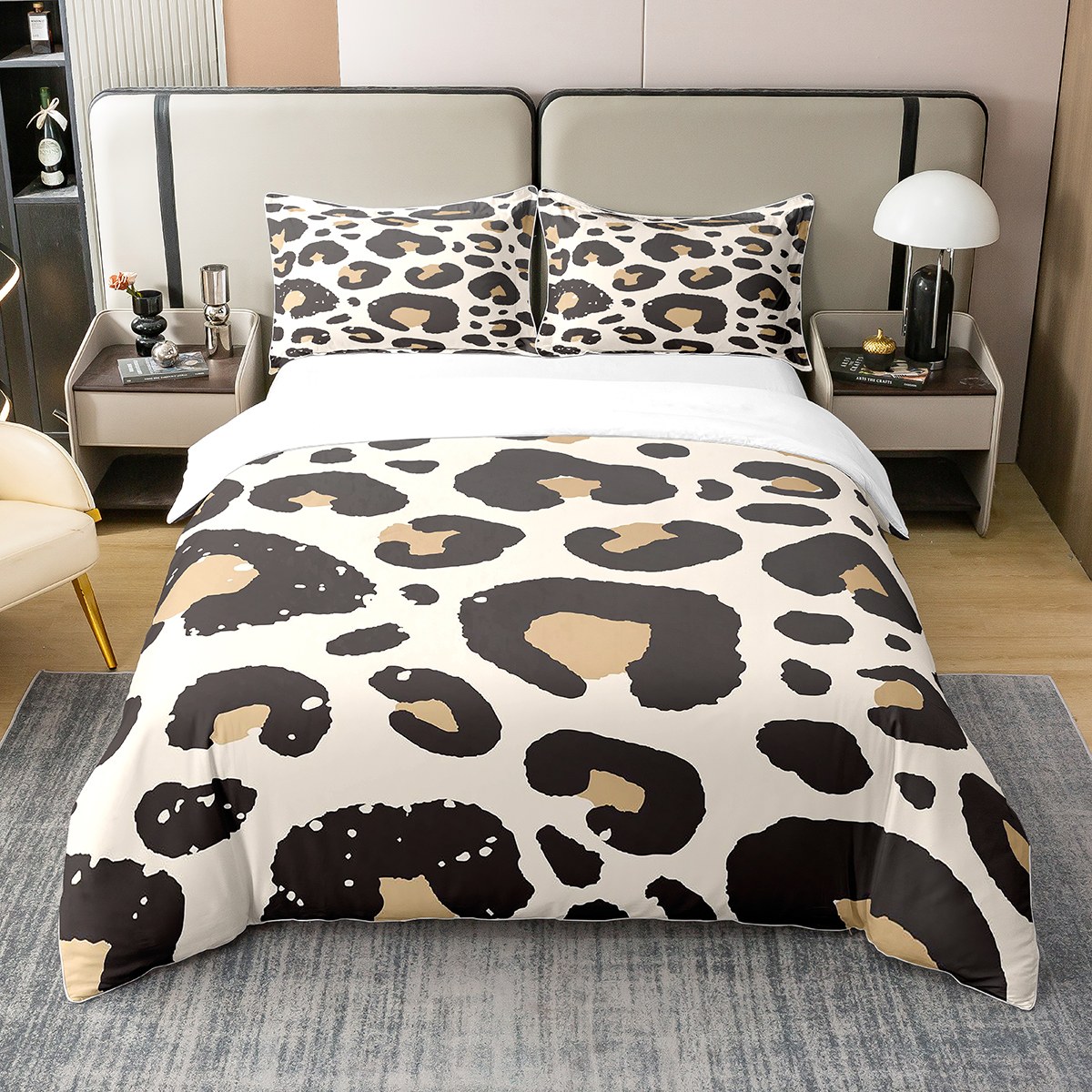 Cheetah Leopard 100% Organic Cotton Duvet Cover Full,Gray Brown Wild ...