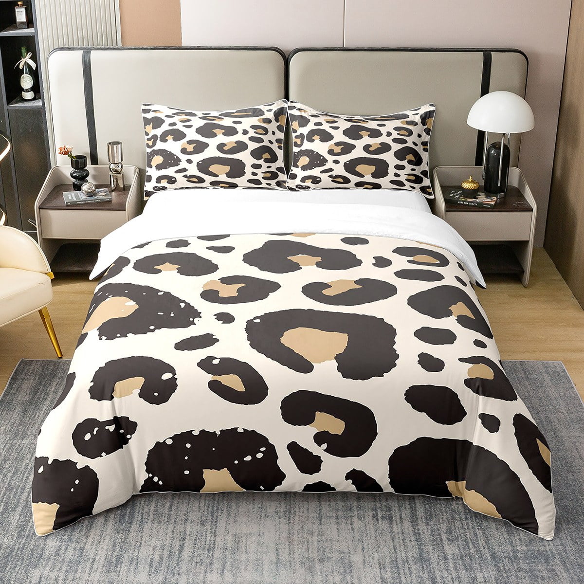 Erosebridal Cheetah Leopard 100% Organic Cotton Duvet Cover Queen,Gray ...