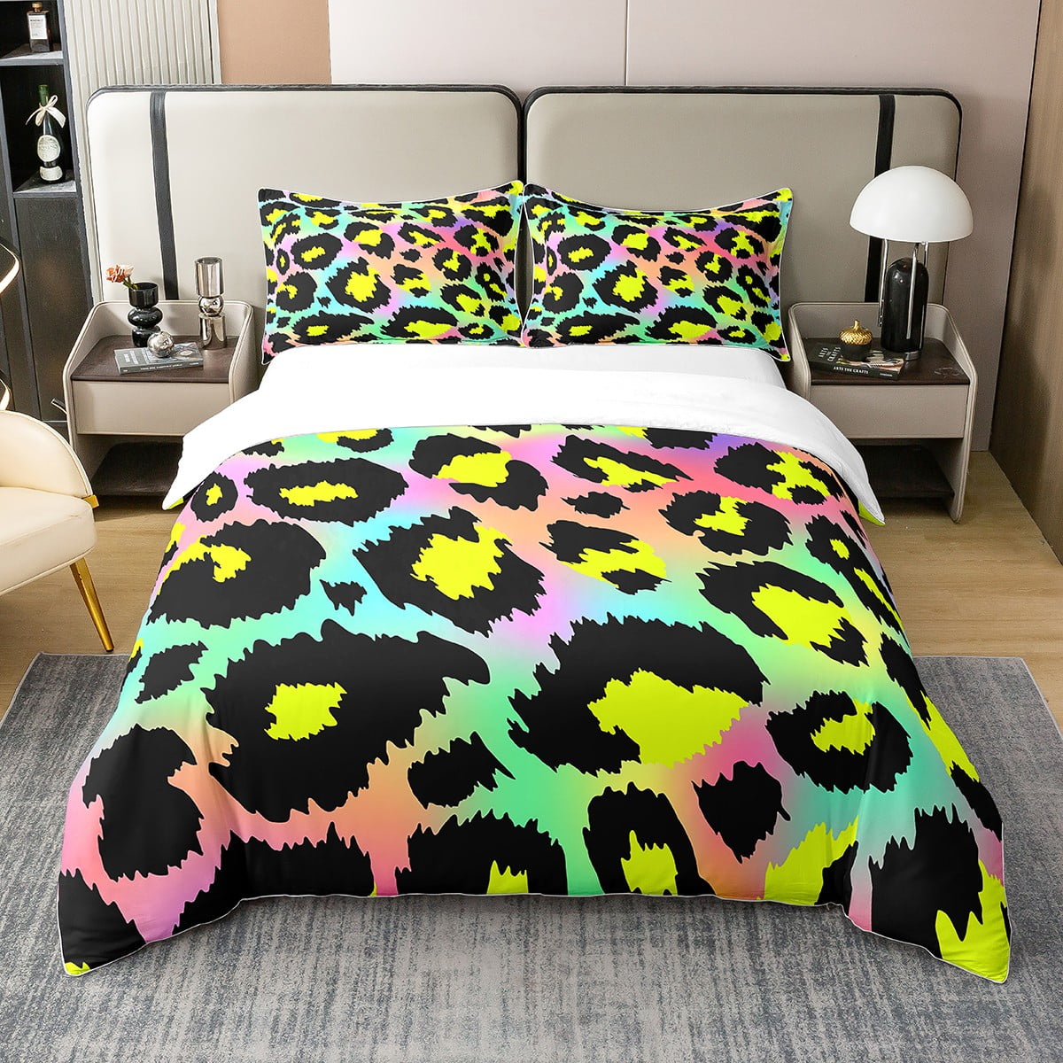 Yst Cheetah Print 100 Cotton Duvet Cover King Colorful Ombre Leopard