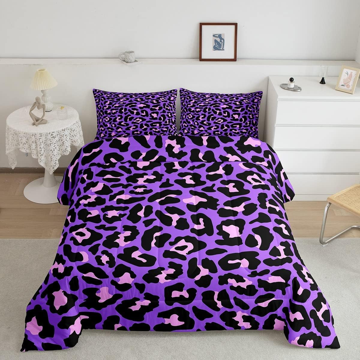Yst Cheetah Print Comforter Purple Leopard Bedding Queen Pink Wildlife