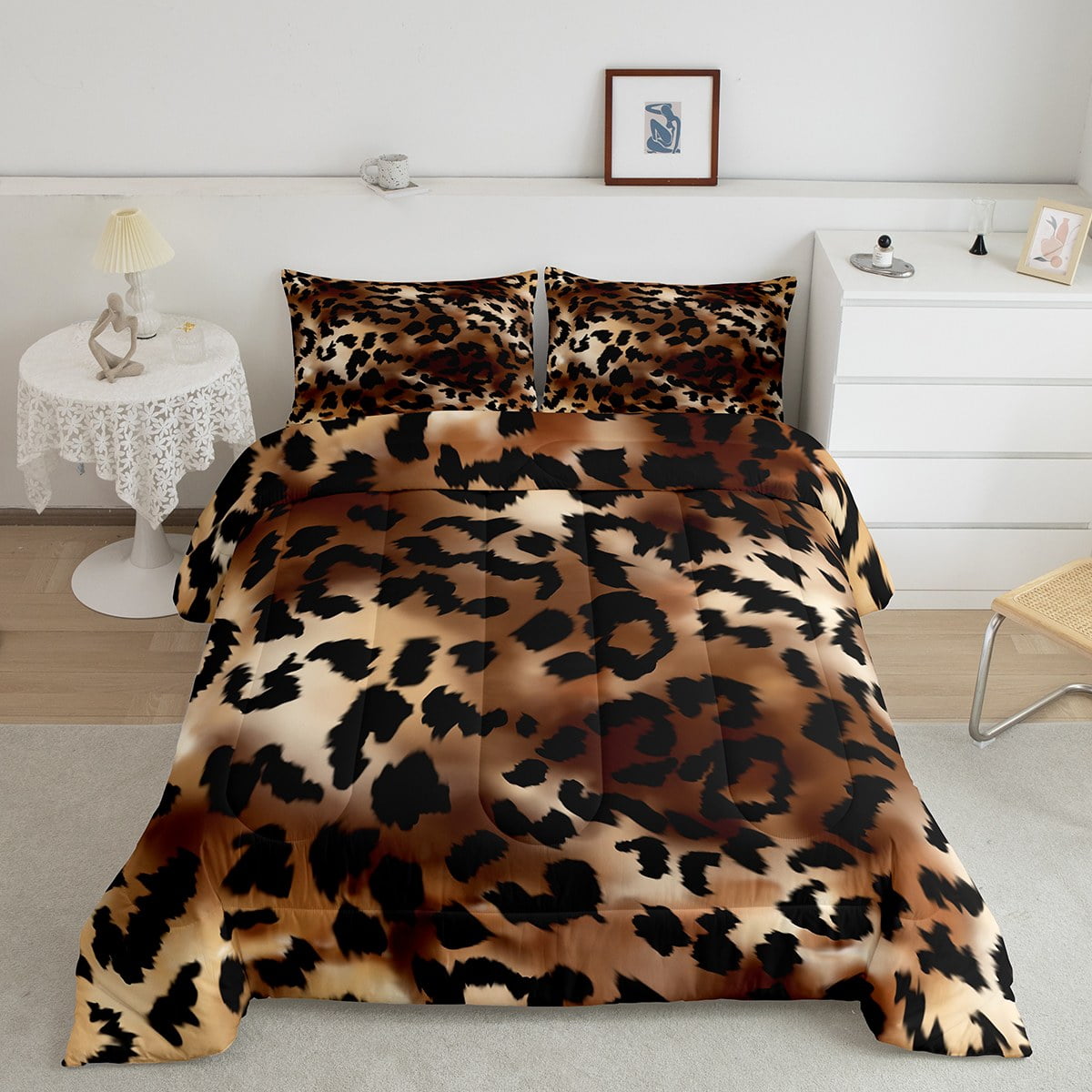 YST Cheetah Print Comforter Set Full,Leopard Bedding for Adult,Romantic ...