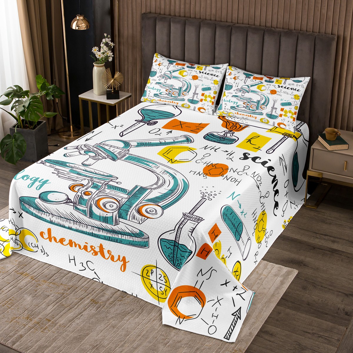 YST Chemistry Lab Quilt Set for Boys Girls Science Theme Bedspread Twin ...