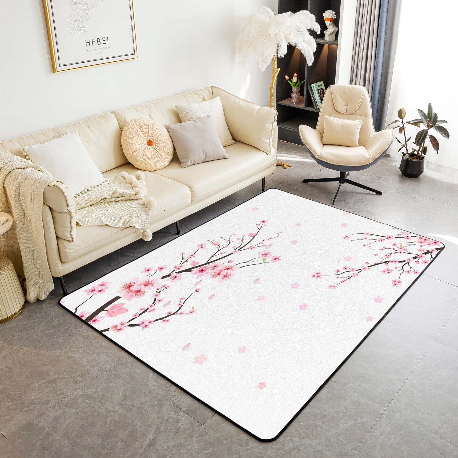 Erosebridal Cherry Blossoms Area Rug 3x5, Pink Floral Carpet,Spring ...