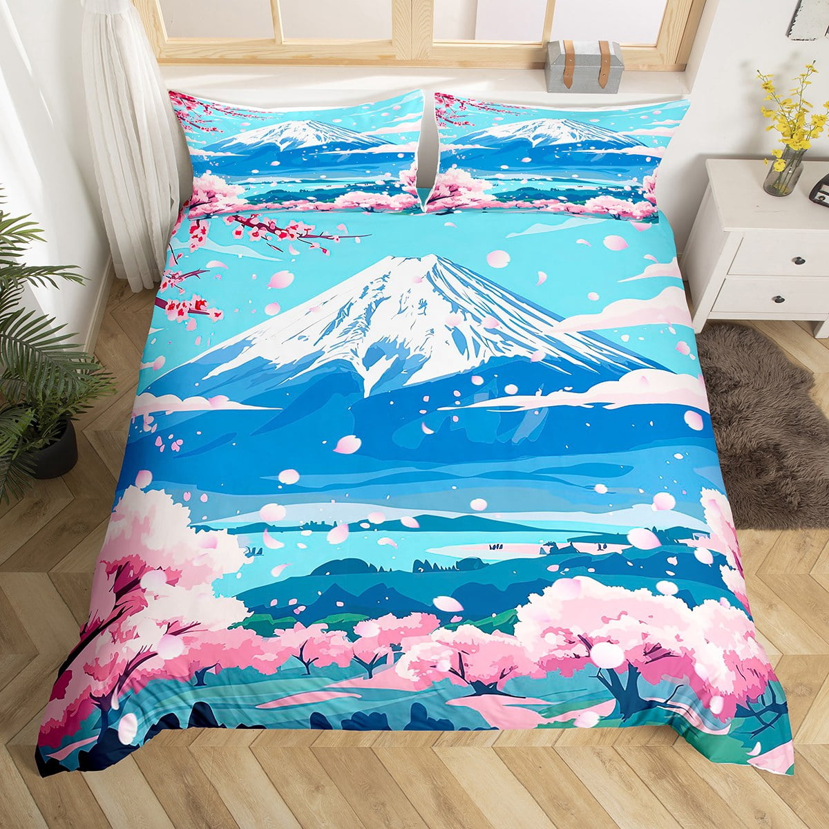 Erosebridal Cherry Blossoms Bedding Sets Japanese Fuji Mountain ...