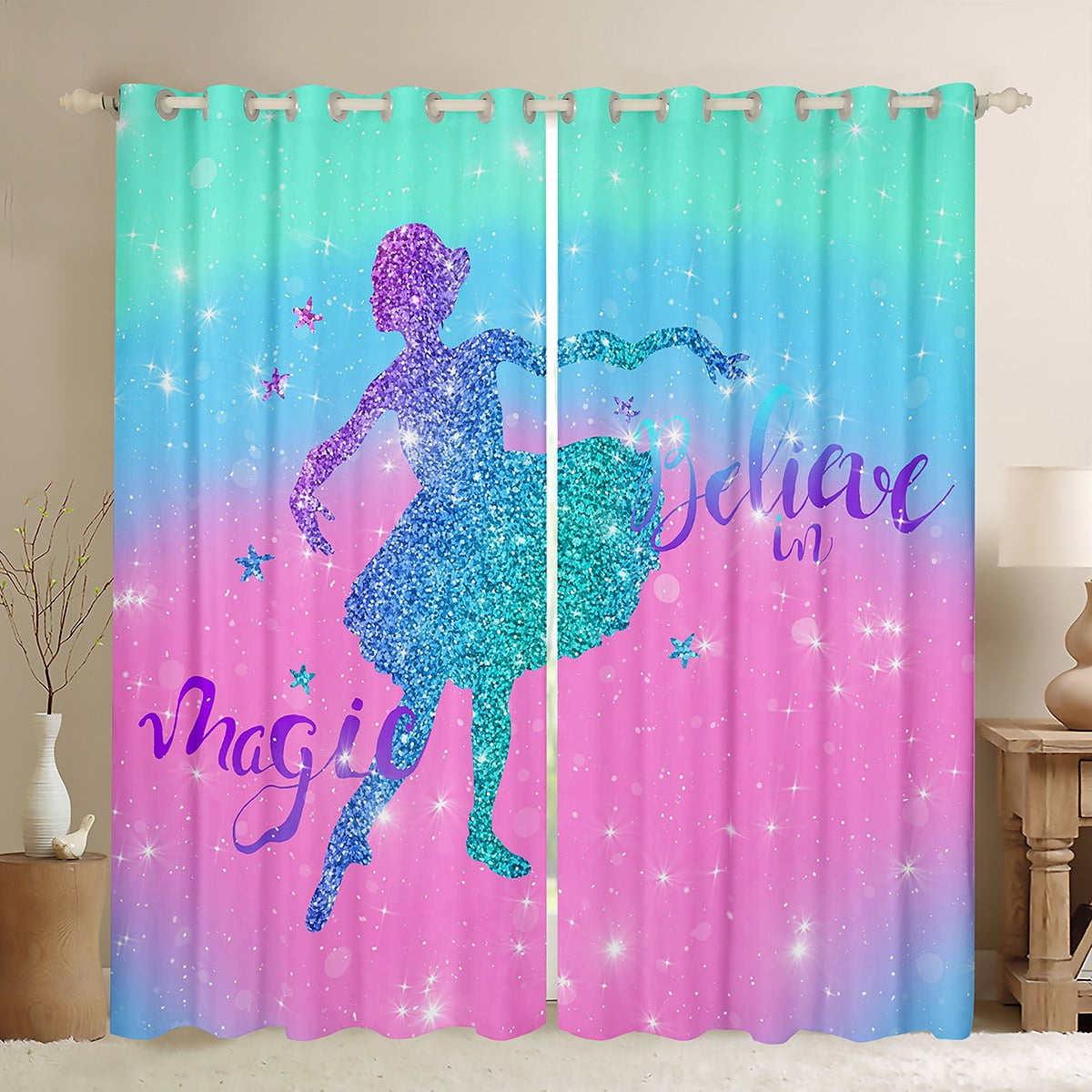 Chic Ballerina Curtains & Drapes Cute Ballet 30%-50% Blackout Curtains ...