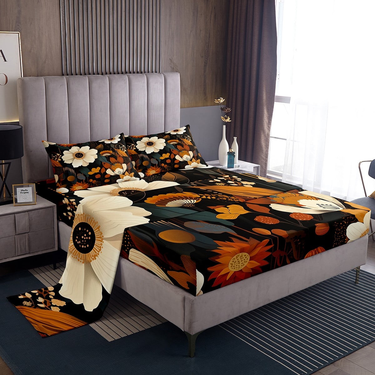 Erosebridal Chic Floral Bedding Queen Size Women Boho Flower Bed Sheets ...