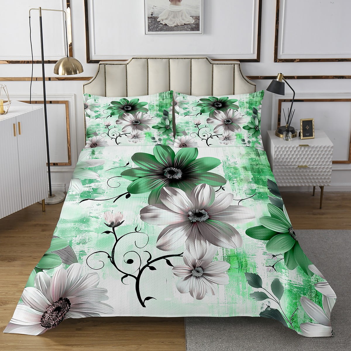 YST Chic Floral Coverlet Twin Size for Girls Women Daisy Flower Bedding ...