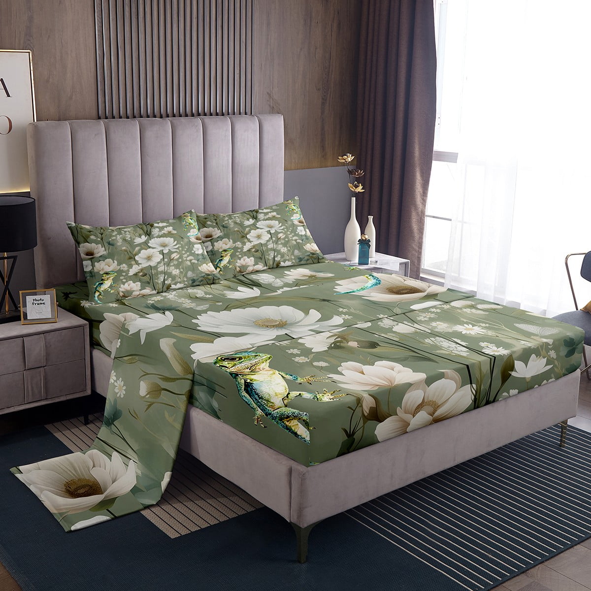 YST Chic Floral Full Size Sheet Sets for Child Lizard Sheets, Tropical ...