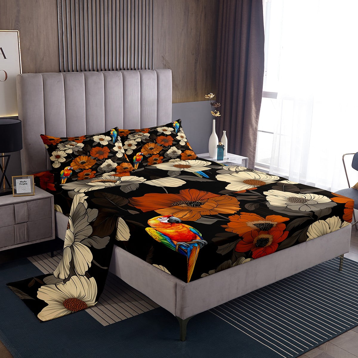 YST Chic Floral Queen Sheets for Girls Women Boho Parrot Bed Set ...