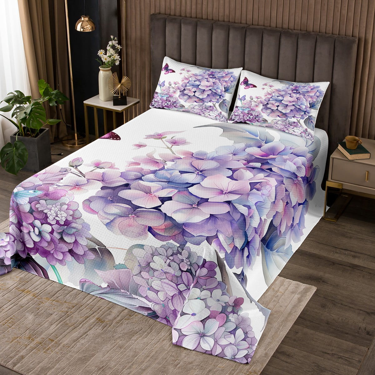 YST Chic Hydrangea Coverlet Queen Size Coloful Butterfly Bedding Set ...