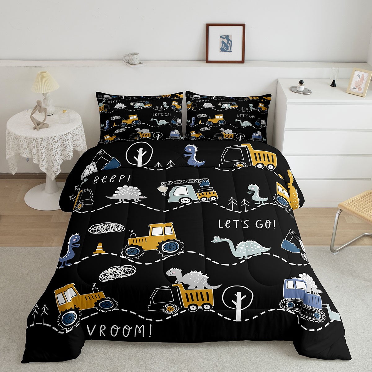 YST Child Boys Truck Bedding Set Twin Construction Site Comforter Set ...